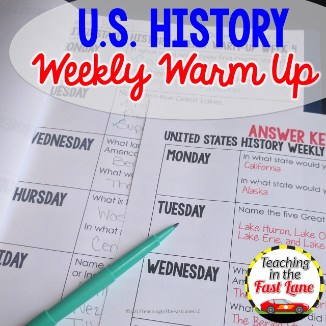 U.S. History Weekly Warm-Ups - Amped Up Learning