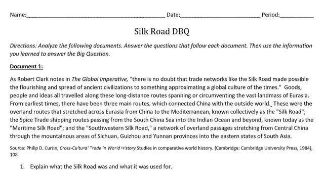 The Silk Road DBQ Activity - Amped Up Learning