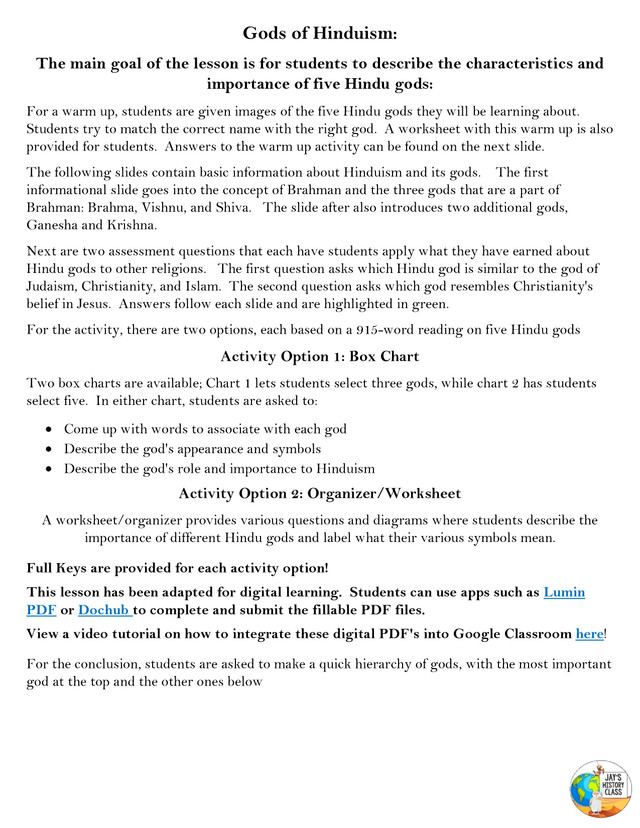 Hinduism WebQuest - Amped Up Learning