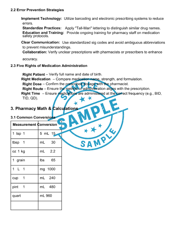 Pharmacy Technician Study Guide: Comprehensive Worksheets and Practice Test