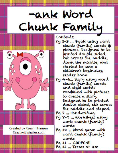 Ank Word Chunk Family - Amped Up Learning