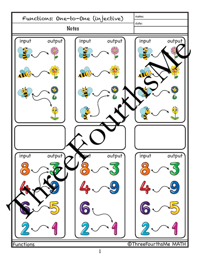 One-to-One Functions Scaffolded Notes - Amped Up Learning