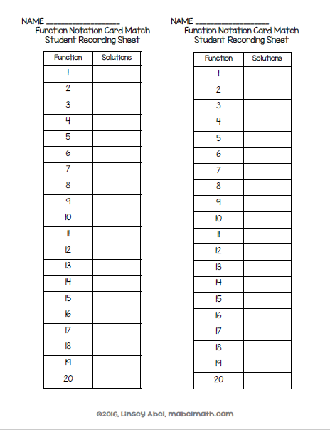 Function Notation Card Match - Amped Up Learning