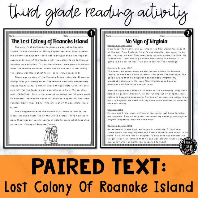Paired Text Reading Activity | Lost Colony of Roanoke Island - Amped Up ...