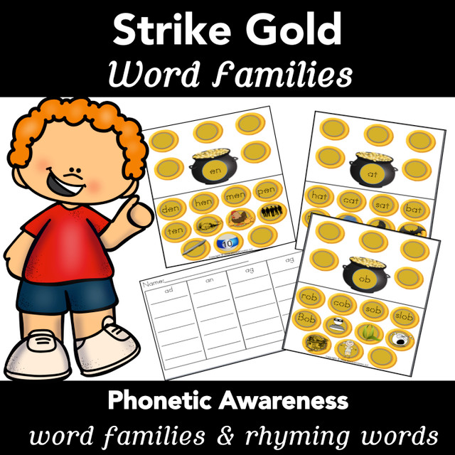 Word Families - Rhyming Words - Task Cards - Activity - Response Log ...