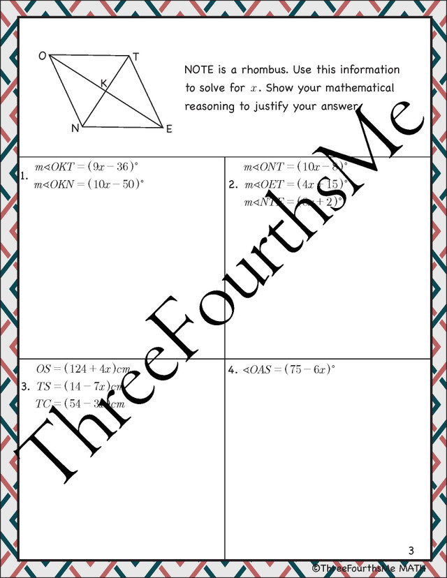 Parallelograms: Rhombi, Rectangles, and Squares Scaffolded Notes ...