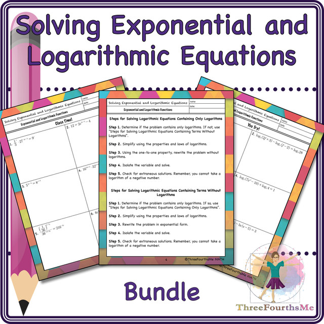 Solving Exponential and Logarithmic Equations BUNDLE - Amped Up Learning
