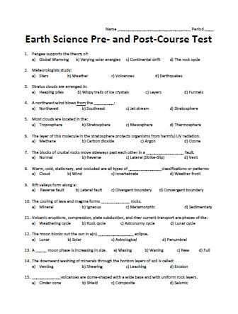Pre- and Post-Course Test for Middle School Earth Science - Amped Up ...