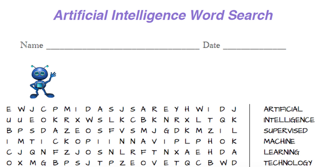 Artificial Intelligence Word Search - Amped Up Learning