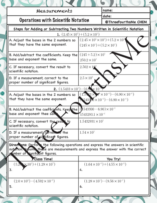 Operations with Numbers in Scientific Notation: GOOGLE Slides - 20 ...