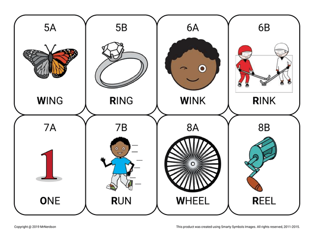 W-R & W-L Minimal Pair Cards