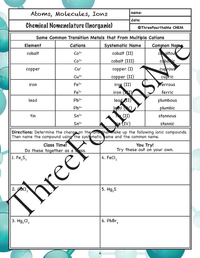 Inorganic Nomenclature Scaffolded Notes (Formula to Name) - Amped Up ...
