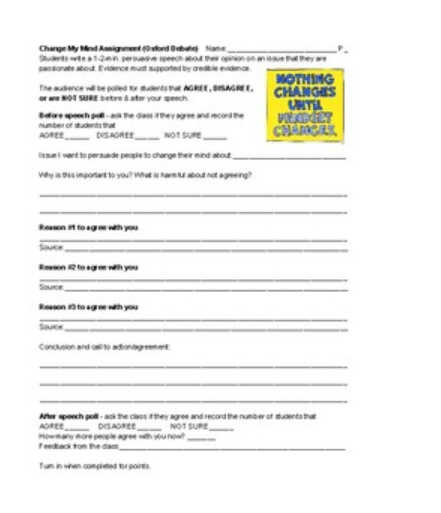 Change My Mind Persuasive Speech Oxford Debate Template Activity ...
