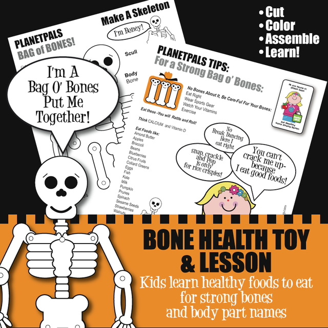 Halloween Bone Skeleton Toy Lesson Assemble Learn Healthy Foods - Amped ...