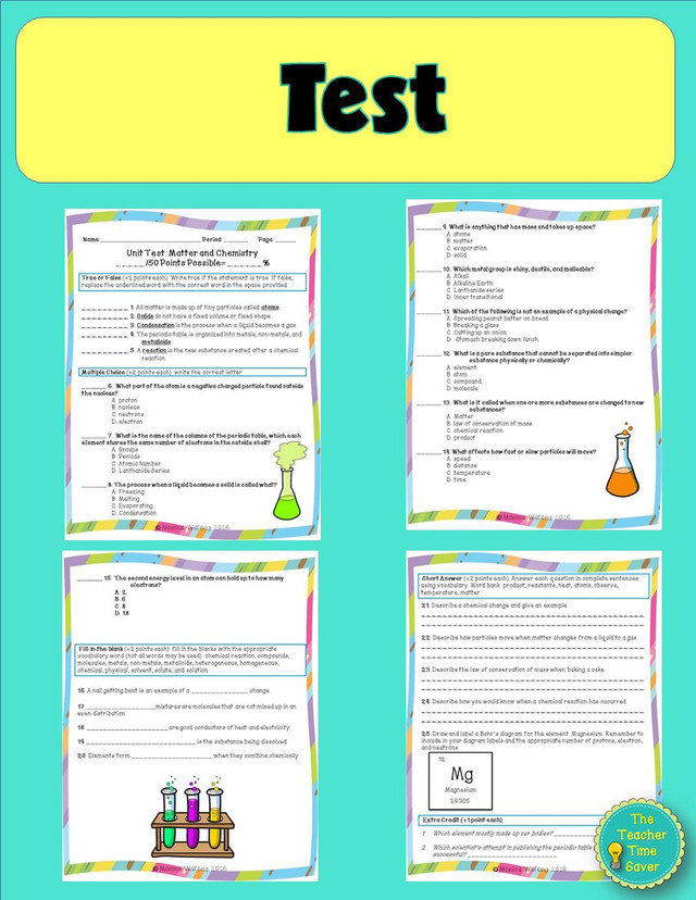 Matter and Chemistry Unit Editable Test and Quiz - Amped Up Learning