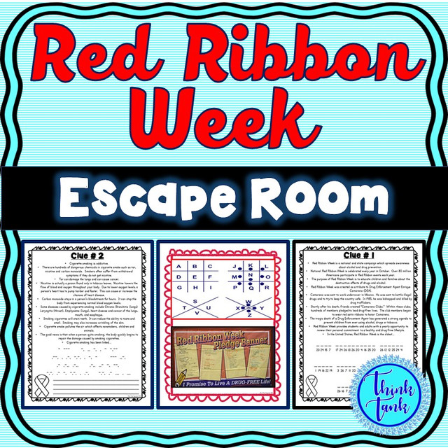 Red Ribbon Week ESCAPE ROOM: Drug and Alcohol Prevention - NO PREP ...
