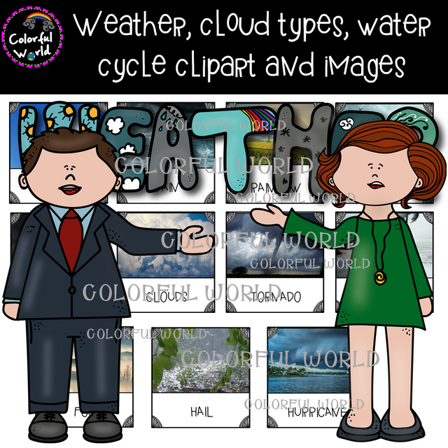 Weather, cloud types, water cycle clipart and images - Amped Up Learning