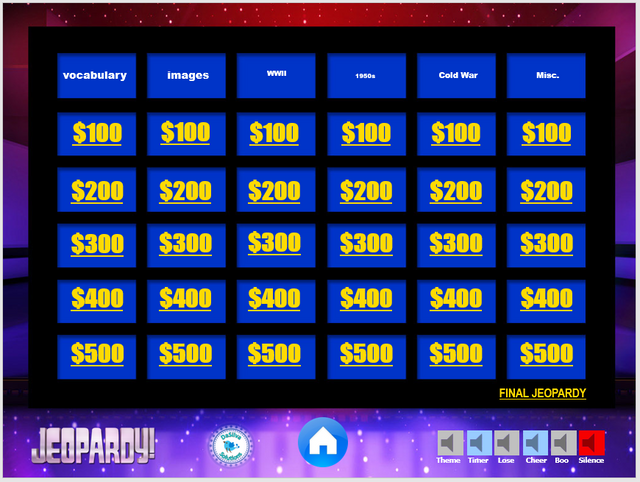 US History: WWII through Cold War Jeopardy Review Game Activity - Amped ...
