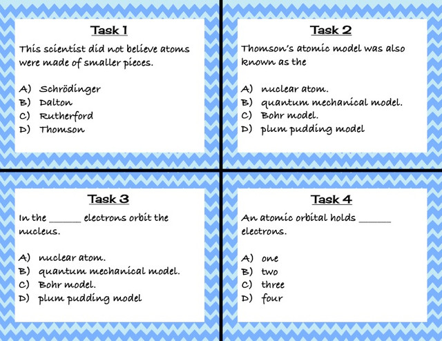 Atomic Model Task Cards - Amped Up Learning