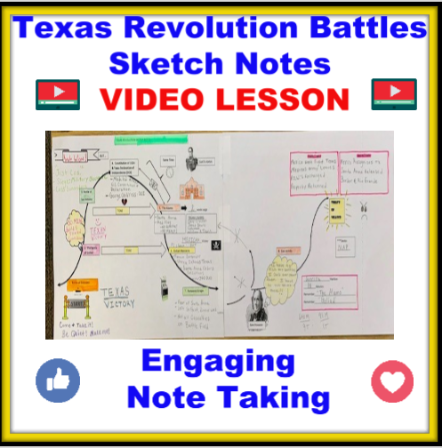 Texas Revolution Battles Sketch Notes Video Lesson - Amped Up Learning