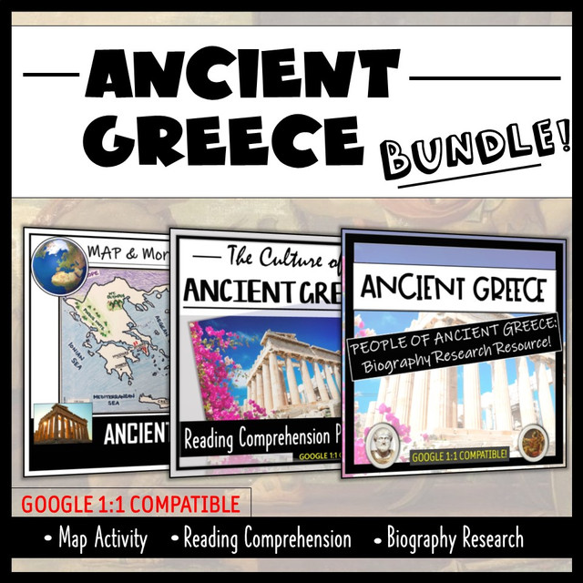 Ancient Greece Bundle: Map Activity, Readings, Bio's Research- Distance ...