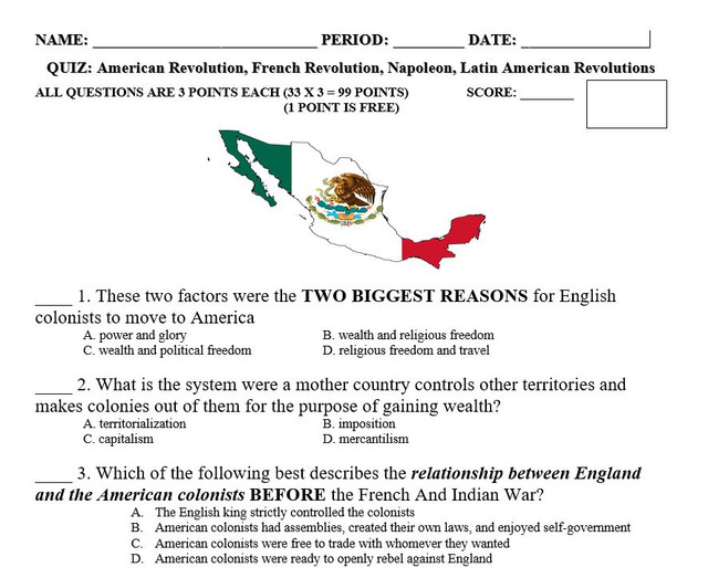 American Revolution People & Events Quiz