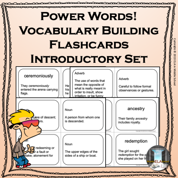 Power Words! Vocabulary Building Flashcards and Word Wall Introductory ...