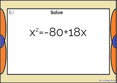 Solving Quadratic Equations by Completing the Square: Task Cards - 20 ...