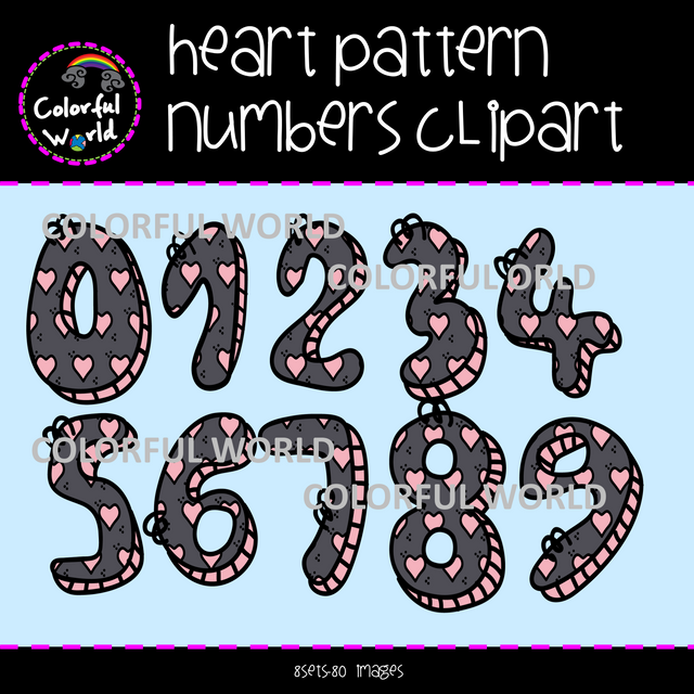 Heart pattern numbers clipart - Amped Up Learning