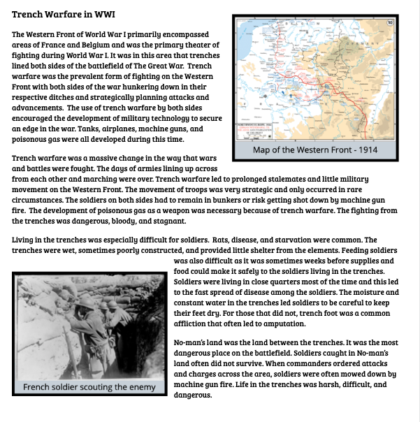 World War I Readings and Worksheets