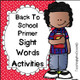 Primer Sight Words Worksheets - Back to School Themed - Amped Up Learning