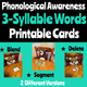 Phonological Awareness Picture Cards for Three-Syllable Words