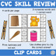 CVC Words, Short Vowels Clip Cards with Nonsense Words