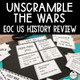 US History EOC Review Unscramble the Wars Activity
