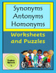 Synonyms, Antonyms, Homonyms Worksheets and Puzzles
