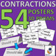 ELA CONTRACTIONS BUNDLE: 54 Posters, 54 Flashcards, Snap Game, I have ...