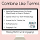 Combine Like Terms Digital Self-Checking Math Activity