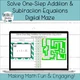 Solve One Step Addition and Subtraction Equations Digital Maze - Amped ...