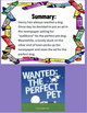 WANTED: THE PERFECT PET BY FIONA ROBERTON READING & WRITING PACKET ...