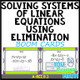 Solving Systems of Linear Equations using Elimination: BOOM CARDS + 20 ...