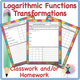 Logarithmic Functions Transformations Classwork / Homework - Amped Up ...