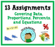 13 Assignments covering Data, Proportions, Percents & Equations (grade7 ...