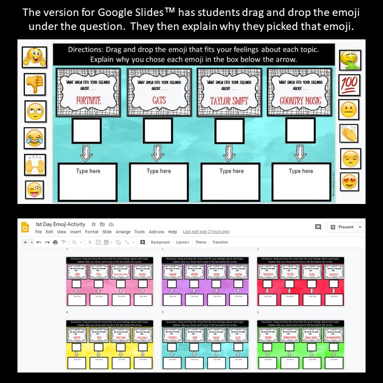 1st Day of School Emoji Activity - Amped Up Learning