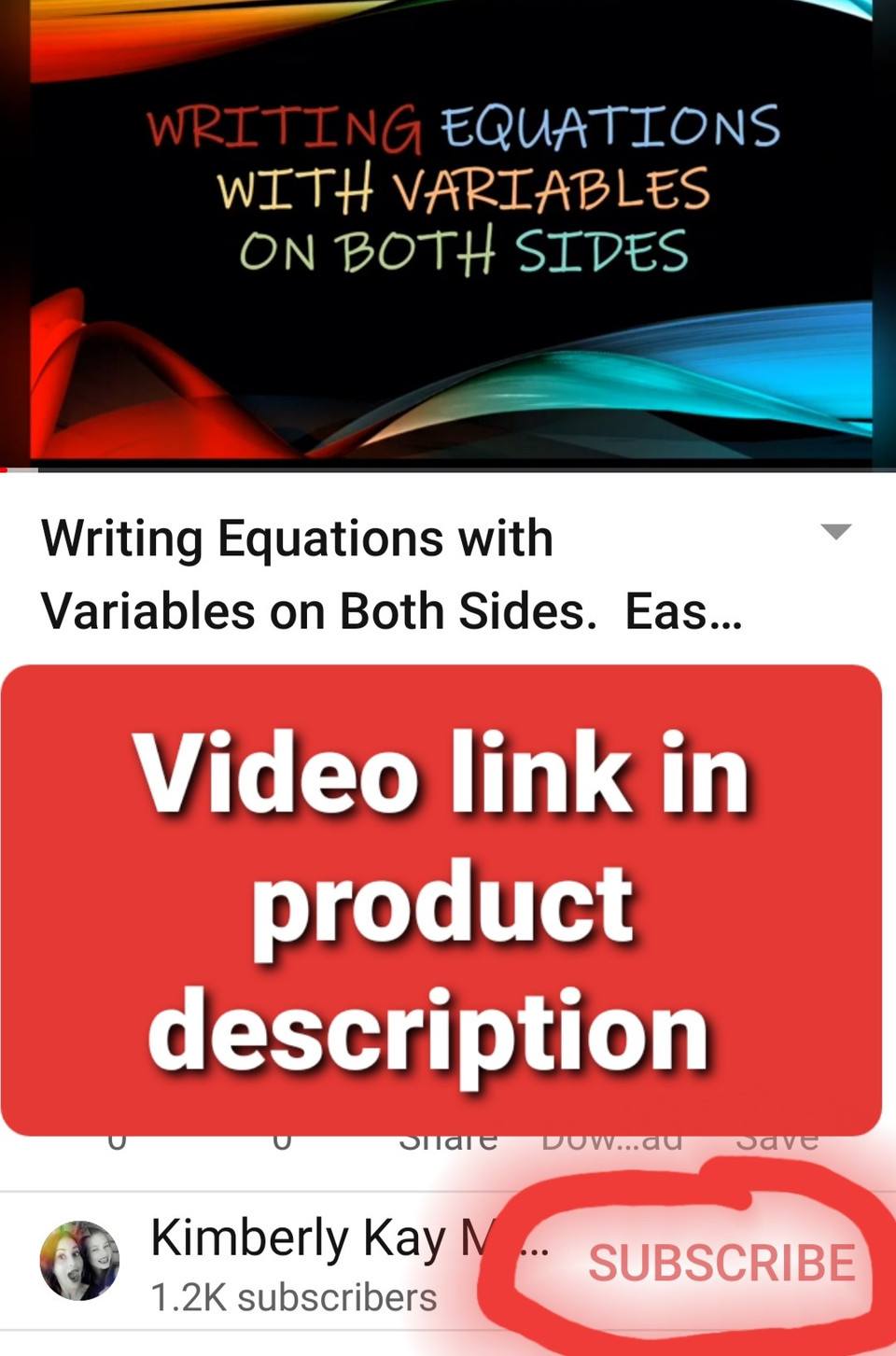 Writing Equations with Variables on Both Sides Video & Notes