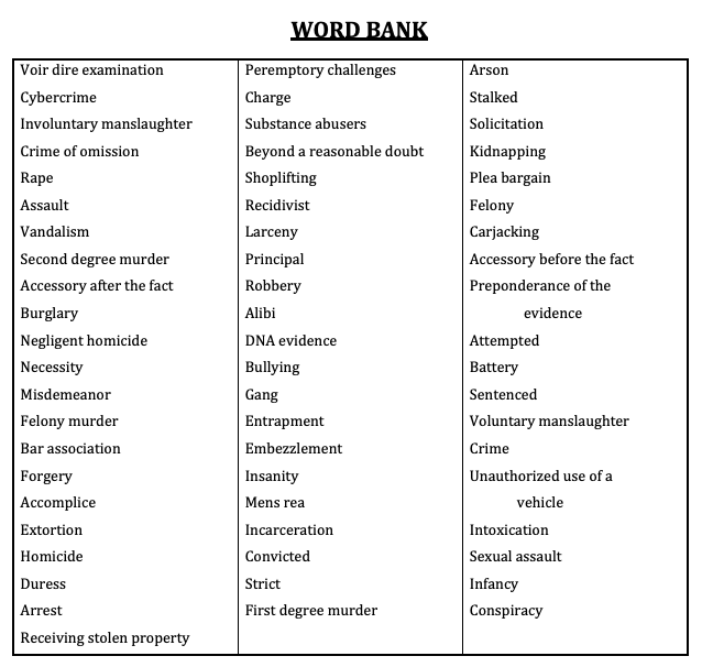 American Law: Criminal Law: UNIT STUDY GUIDE