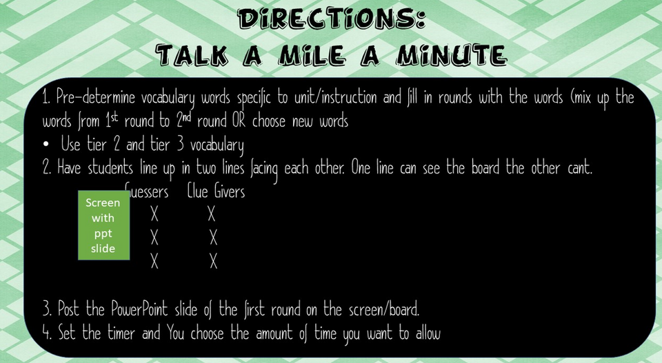 Vocabulary Activity: Talk a Mile a minute - Amped Up Learning