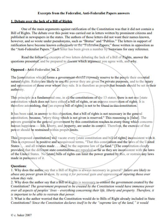 Federalist Papers primary source analysis activity - Amped Up Learning