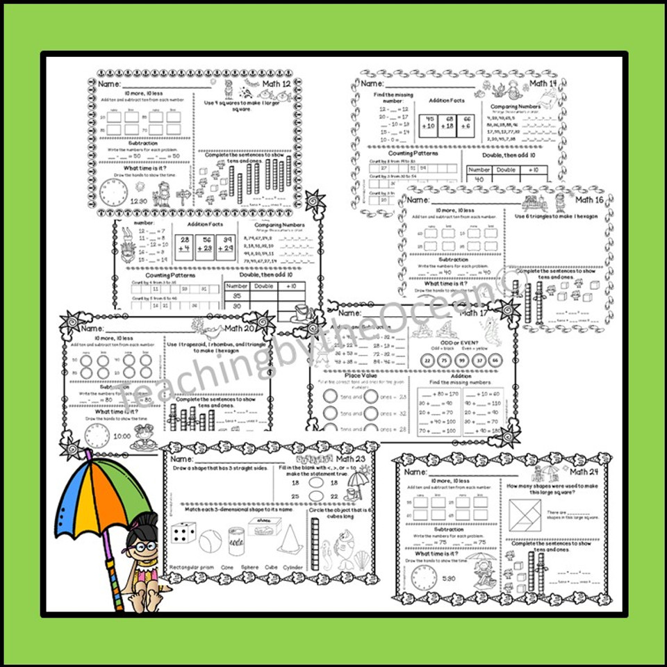 1st Grade Morning Work - Math - Summer - Amped Up Learning