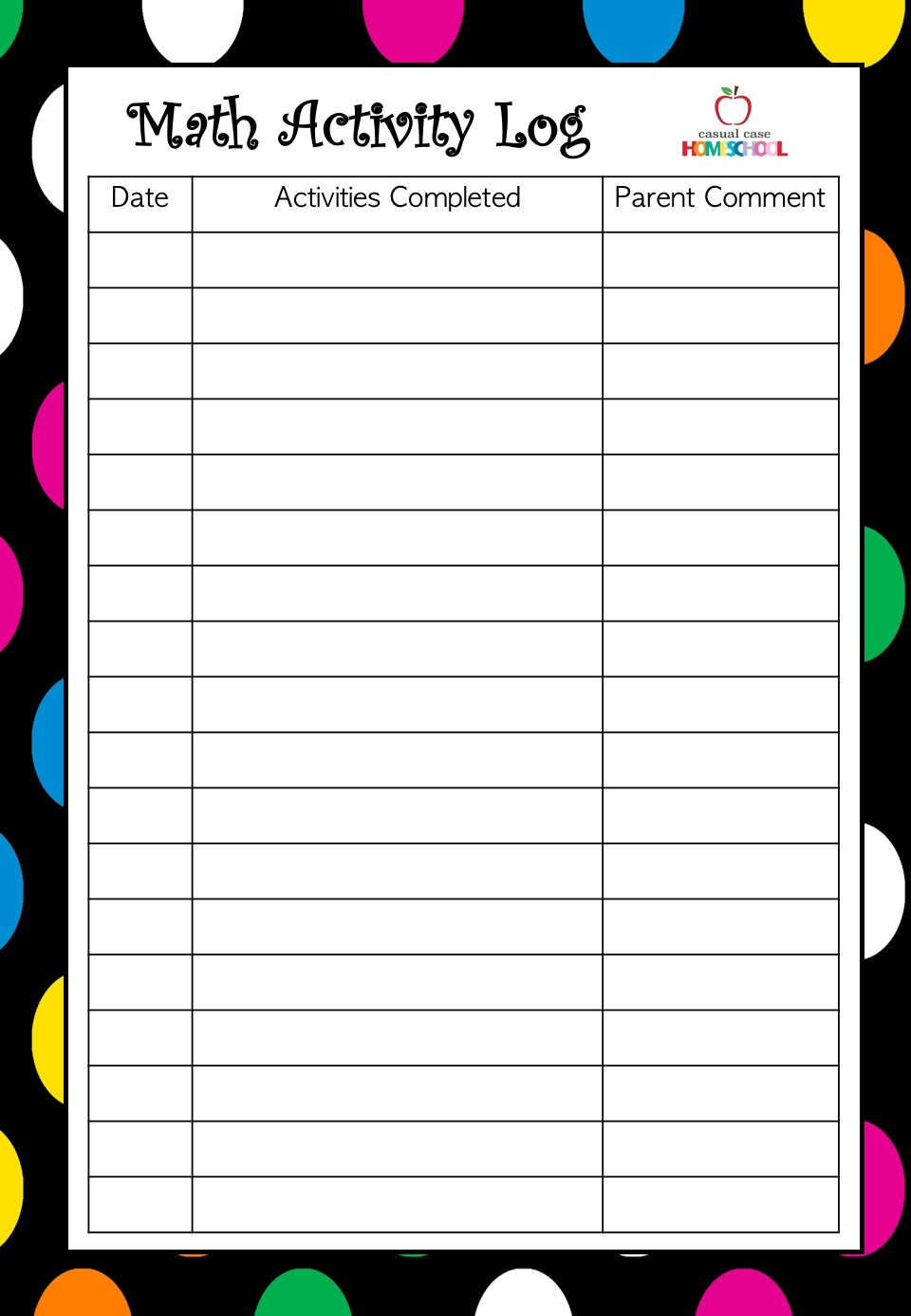 Math at Home Activity Grid