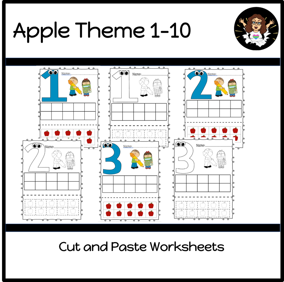 Apple Theme Ten Frame, 1-10, No Prep Worksheets